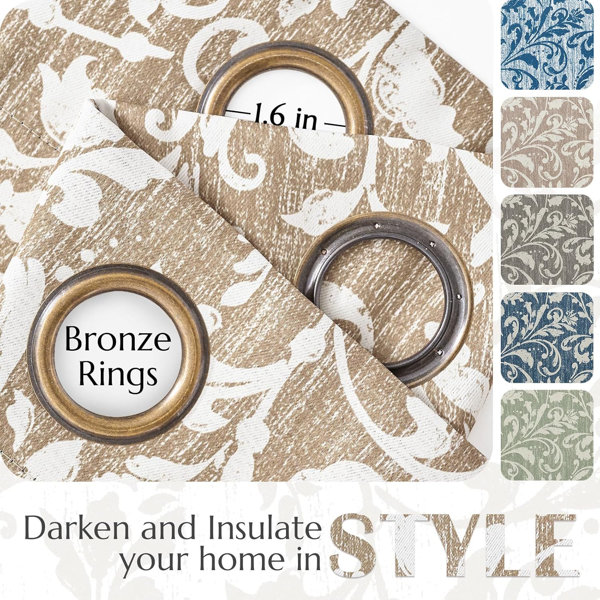 Lark Manor™ Blackout Scroll Floral Patterned Curtains for Bedroom | Wayfair